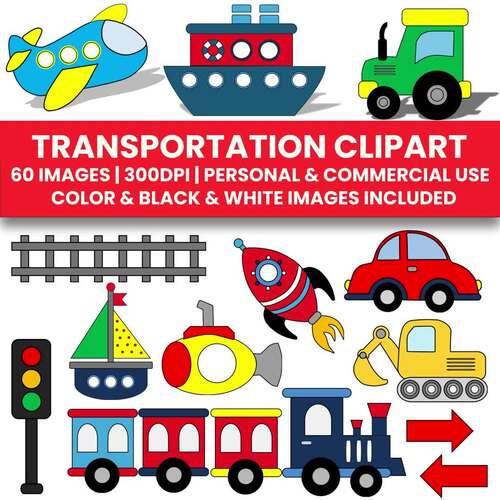 Transportation Clipart Bundle | Vehicles Clip Art for Worksheets ...