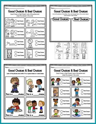 Good Choices Bad Choices Worksheet | Good Choices Bad Choices Activity