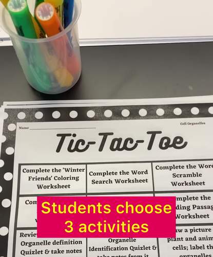 Cell Organelle Review Activity. Winter Themed. Student Choice for Biology