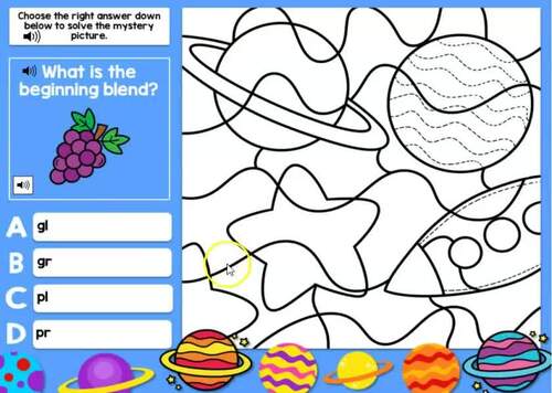 Boom Cards™ Beginning Blends Space Mystery Picture Phonics Review Set 2