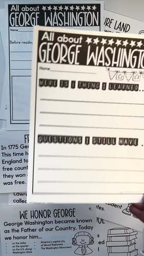 George Washington Mini Reader Nonfiction Reading Comprehension | TPT