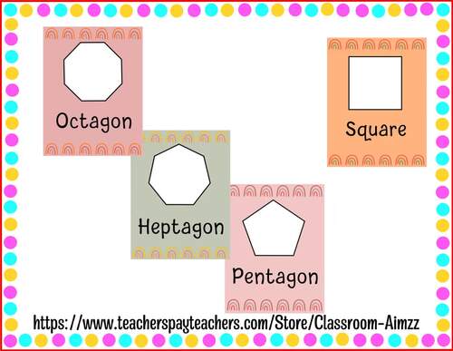 Shape Posters, Boho Rainbow Shape Posters, Editable Shape Posters