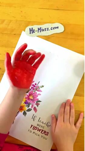 Floral Handprint Teacher Appreciation Art Print by Mr Mintz Crafts