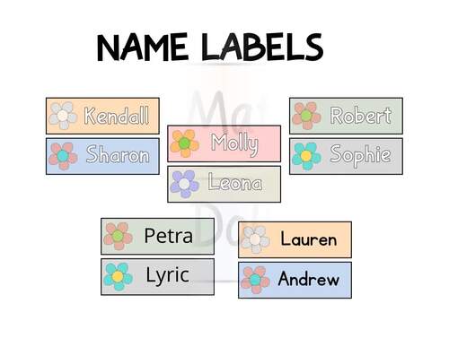 Printable Flower Student Name Labels, Editable Classroom Labels, Posters