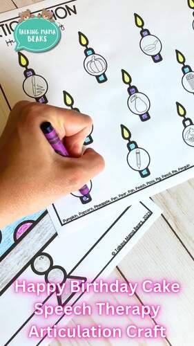 Happy Birthday Cake Speech Therapy Articulation Craft by Talking Mama Bears