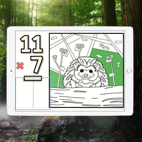 Multiplication 1 to 12 times tables color the animals Boom cards bundle