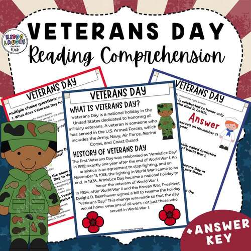 Veterans Day Reading Comprehension Worksheet | Informational Text ...