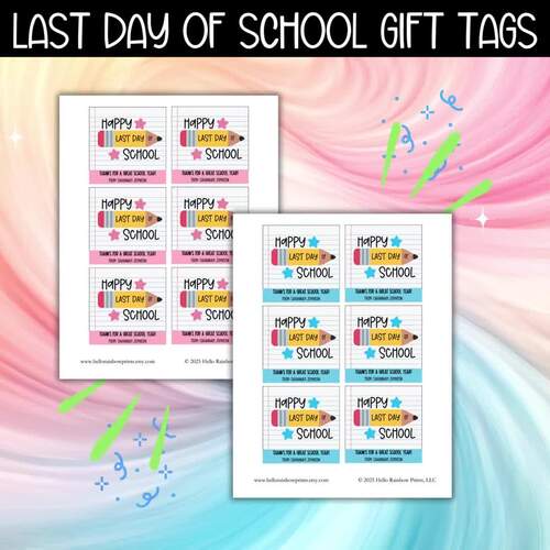 Last Day of School Teacher Staff Appreciation Pencil Gift Tag, Gift to ...