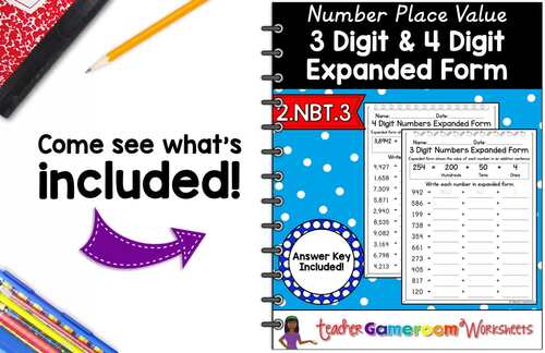 Expanded Form Practice - 2.NBT.3 | Standard Form Worksheets | Place Value