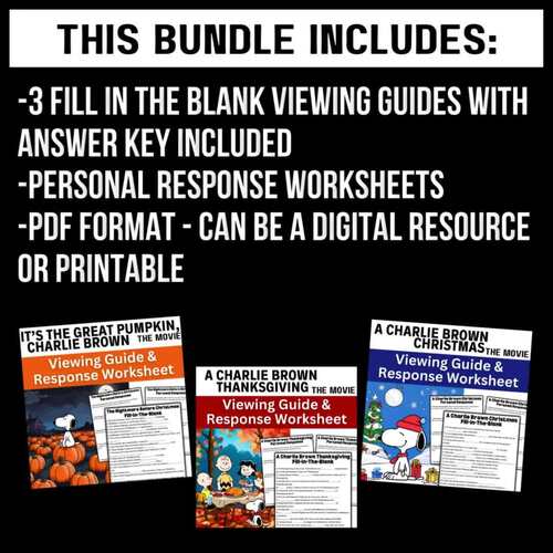 A Charlie Brown Bundle: Fill In The Blank Activites & Response Worksheets