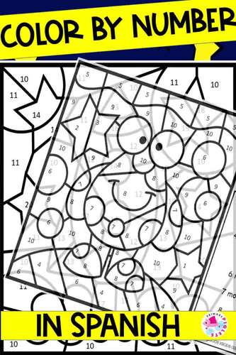 Spanish Color by Code SPACE Color by Number 1 to 20 Coloring Pages
