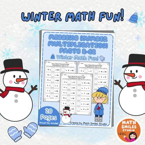 Snow Globe Missing Number Multiplication Facts 2–12 | Winter Math 3rd ...