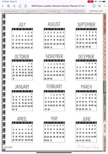 25-26 DATED Ultimate Teacher Planner {Brown Leather} by A Ginger Mess