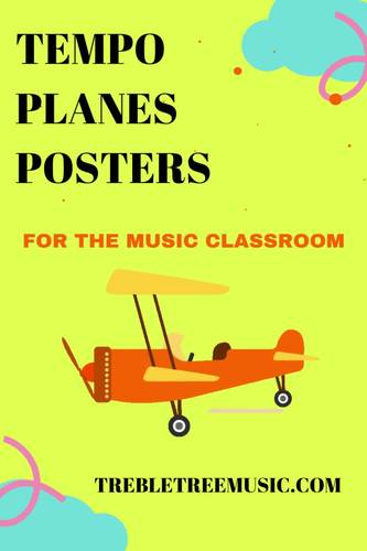 Tempo Plane Posters for the Elementary Music Classroom by Treble Tree Music