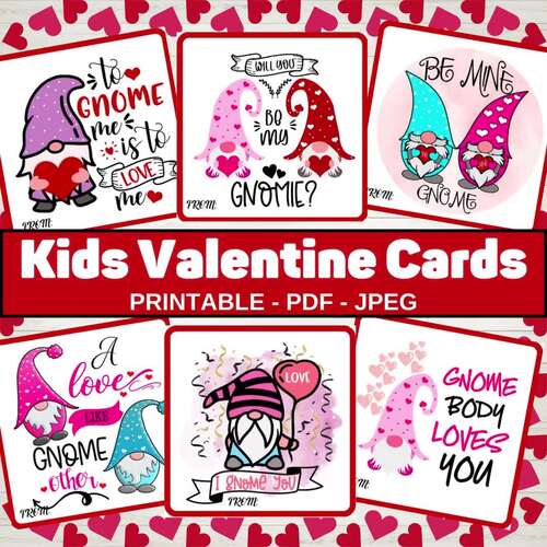 Whimsical Gnome Valentines - Ideal for School Exchanges, Gnome Themed ...