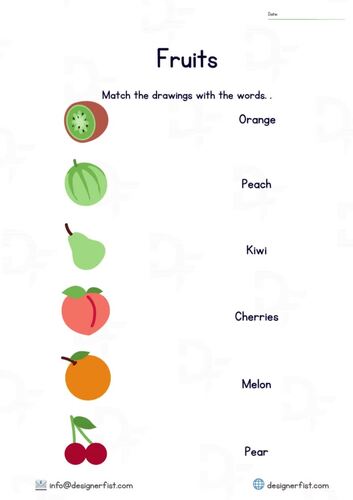 Autism Match The Fruit Drawings Worksheet For Childs | TPT