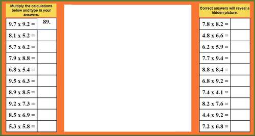 Mystery Digital Pixel Art NO PREP - Dinosaurs Decimal Multiplication Google