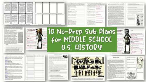 TEN NO PREP SUB-PLANS for 8th GRADE HISTORY (more learning, less ...