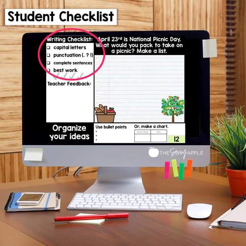 April Digital Writing Journal Prompts for Google Slides by The Sassy Apple