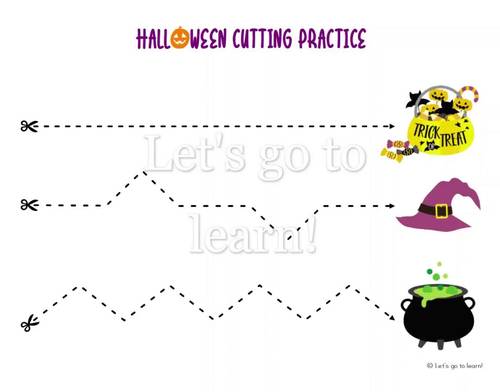 Halloween Cutting Practice Worksheets, Scissor Skills, Fine Motor Skills