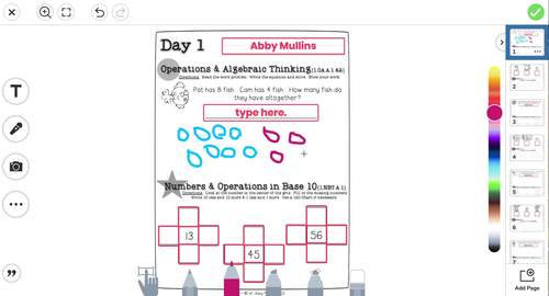 Digital First Grade Math Review for Seesaw™ by Babbling Abby | TpT