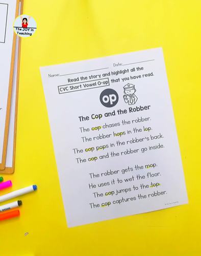 CVC Short Vowel O Reading Comprehension Passage by The Joy in Teaching