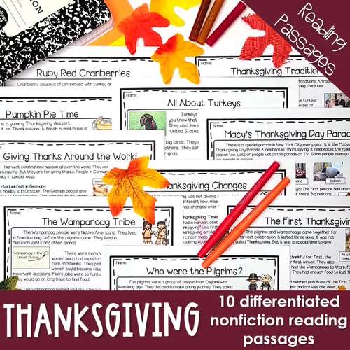 Thanksgiving Reading Comprehension Passages by ELA with Mrs Martin