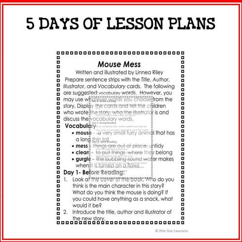 Mouse Mess Book Study Unit & Lesson Plans for Pre-K and Kindergarten