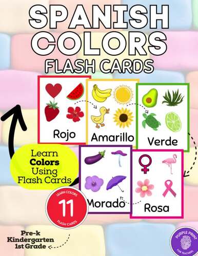 Spanish Colors Flash Cards: Engaging Learning Resource for PreK ...