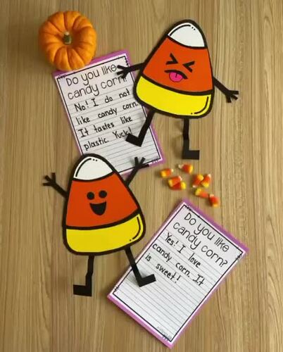 Halloween Candy Corn Writing Craft by Caffeine and Classy | TPT