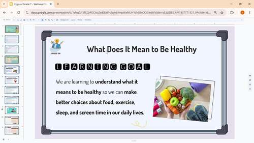 Google Slides Lessons - Alberta Health - Grade 7 - Wellness Choices