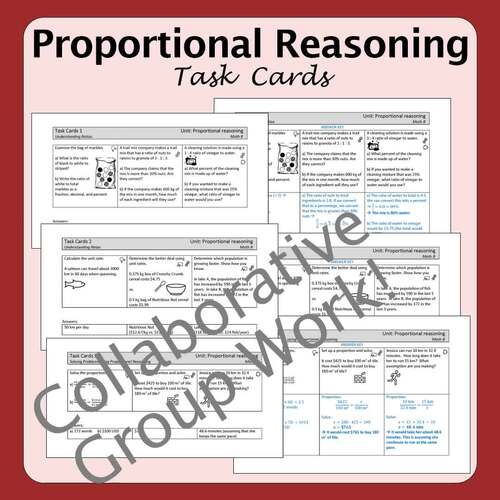 BC Math 8 Proportional Reasoning Task Cards & Checkpoints | Versatile ...