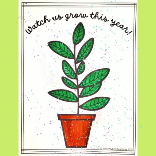 Plant-Themed Goal Setting and Bulletin Board Decor by Hello Hybrid Teaching