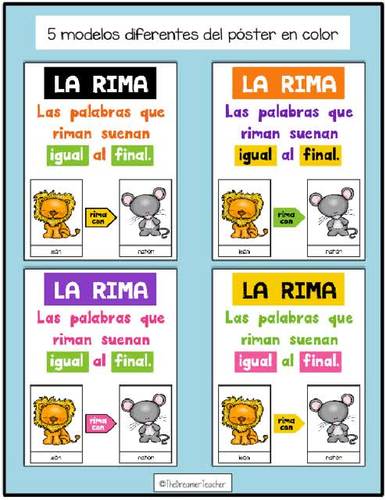 La Rima: Póster y Tarjetas | Distance Learning by The Dreamer Teacher