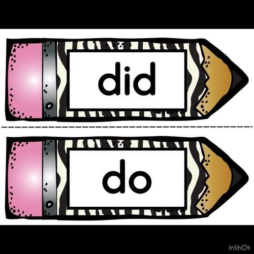 Primer Dolch Sight Words – Back to School Word Wall Zebra Pencil Theme