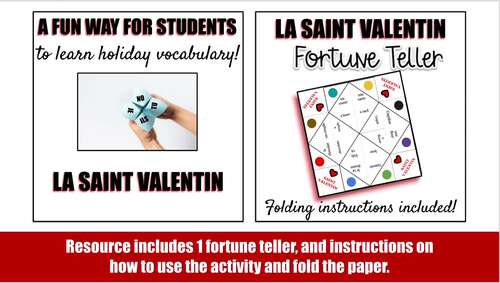 La Saint Valentin - French Valentine's Day Fortune Teller - Cootie Catcher