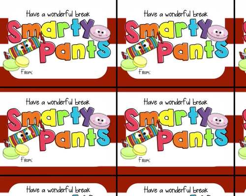 Smarties Christmas (Winter) Holiday Gift Tag-Have a wonderful break ...