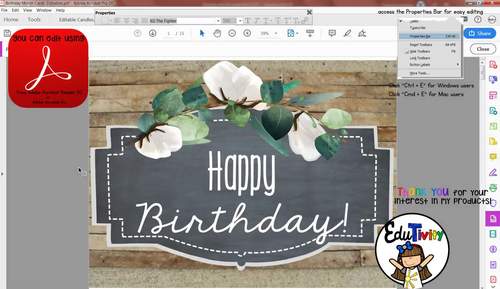 {Editable} Eucalyptus Birthday Display-Farmhouse Decor by EduTivity