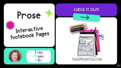 Elements of Prose Interactive Notebook Pages by Tales from Title