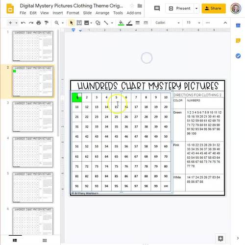 Digital Hundreds Chart Mystery Pictures | Clothing Theme | TPT
