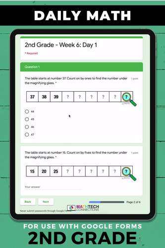 2nd Grade Paperless Math Morning Work | Google Classroom Spiral Review ...