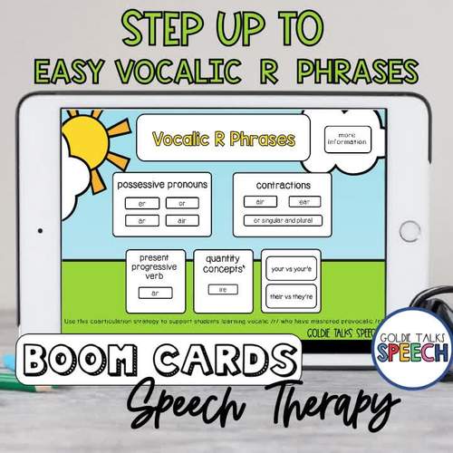 Easy Vocalic R Phrases Boom Cards | Articulation | Speech Therapy
