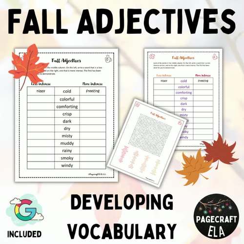 Autumn | Fall Adjectives | Widen Vocabulary | Middle School | October ...