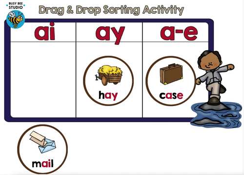 Long A Sorts | AI AY A-E Words Boom Cards by Busy Bee Studio | TPT