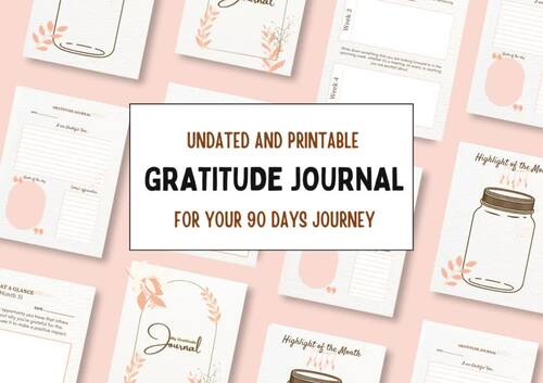 Digital & Printable Gratitude Journal | For 3 Months | Weekly Prompts ...