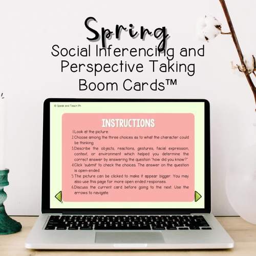 Spring Social Inferencing and Perspective Taking No Prep Speech Boom Cards™