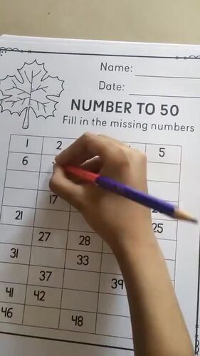 Number Chart 1–50 | Tracing & Missing Numbers | Fall Theme | No Prep