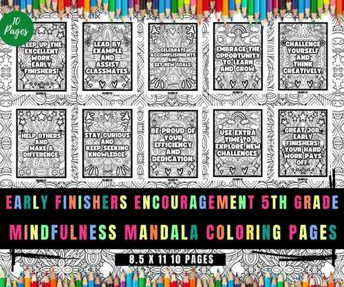 Fifth Grade Early Finishers Encouragement Mindset Mindfulness Coloring ...