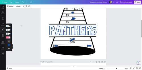 Cheer Megaphone Fundraiser, Easy edit Templates in Canva, Sponsor cheer
