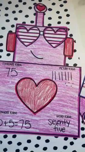 Valentine Math Place Value Craft by The Teaching Diva Corner | TPT